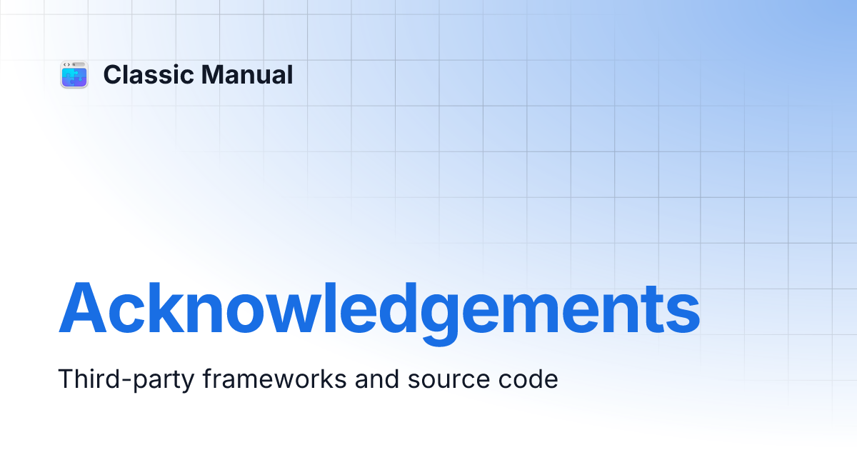 Acknowledgements | Classic Manual