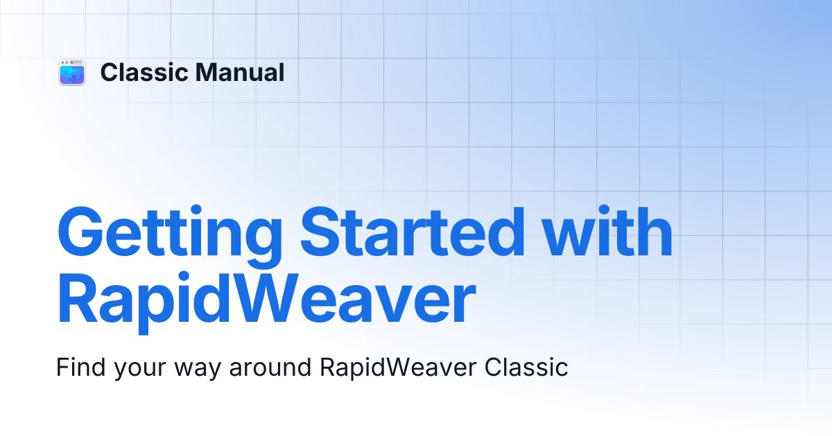 Getting Started with RapidWeaver | Classic Manual