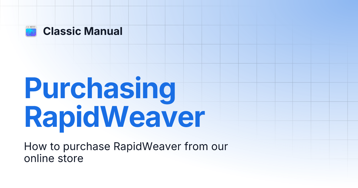 Purchasing RapidWeaver | Classic Manual