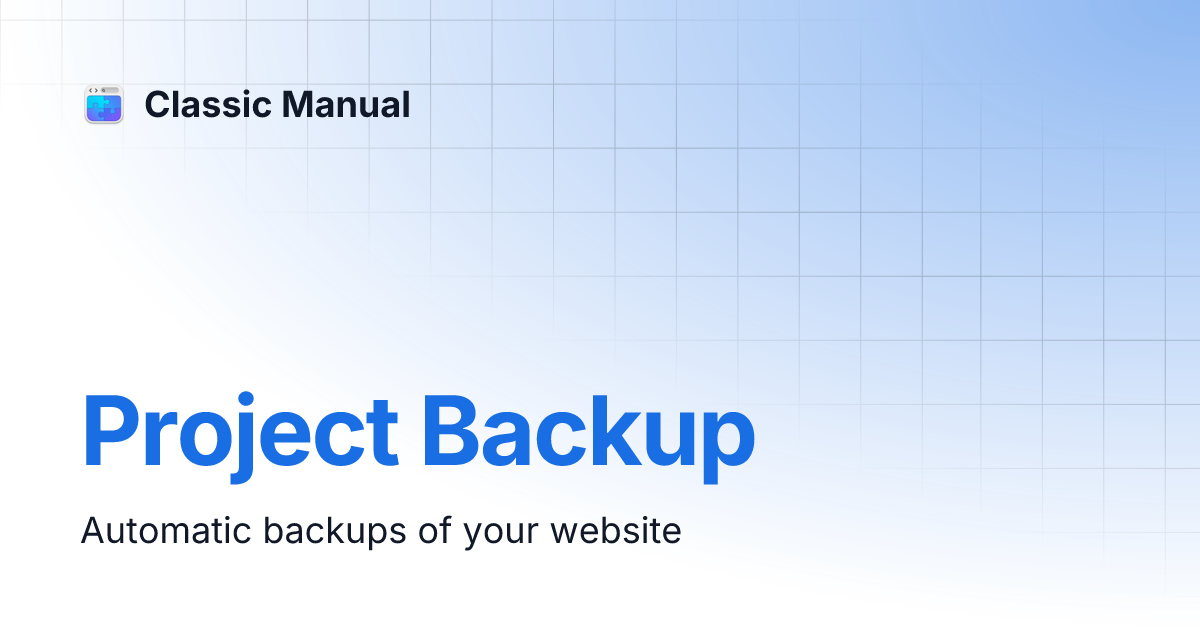 Project Backup | Classic Manual