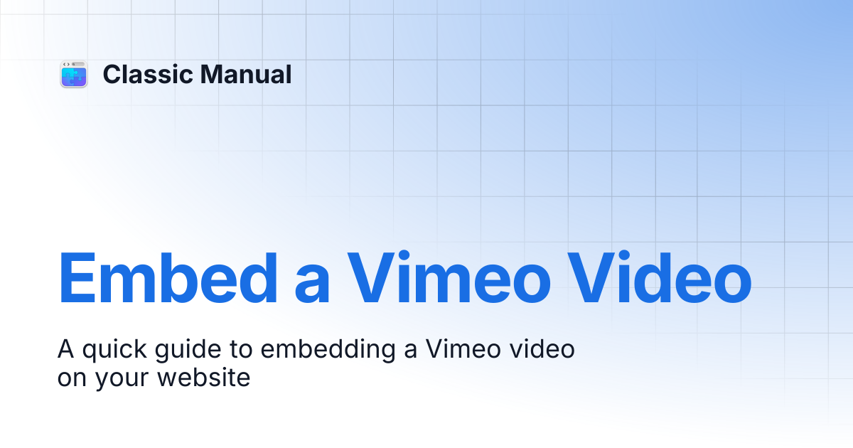 Embed a Vimeo Video | Classic Manual