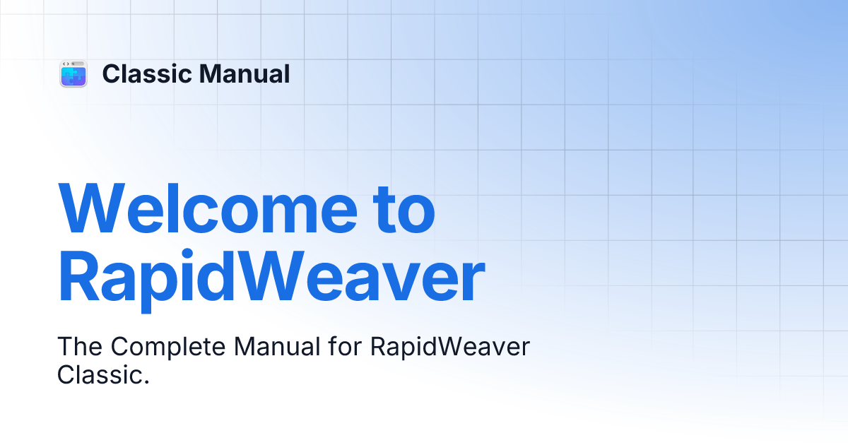 Welcome to RapidWeaver | Classic Manual