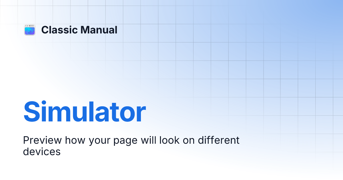 Simulator | Classic Manual